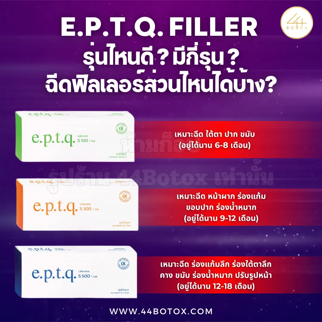 eptq filler รุ่นไหนดีมีกี่รุ่น ฉีดฟิลเลอร์ e.p.t.q. ดีไหม? ฉีดส่วนไหนได้บ้าง?